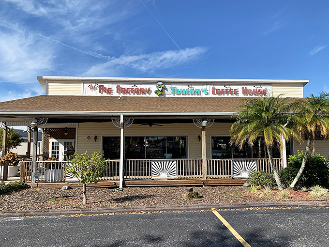 The Pie Factory: Largo's own Wonka-esque wonderland of flaky delights! This charming porch welcomes you to a world of buttery bliss.