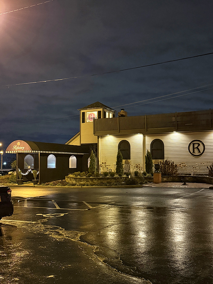 "The Refectory: Where 'saying grace' means 'Thank heavens for this steak!' Hallelujah, pass the A1!"