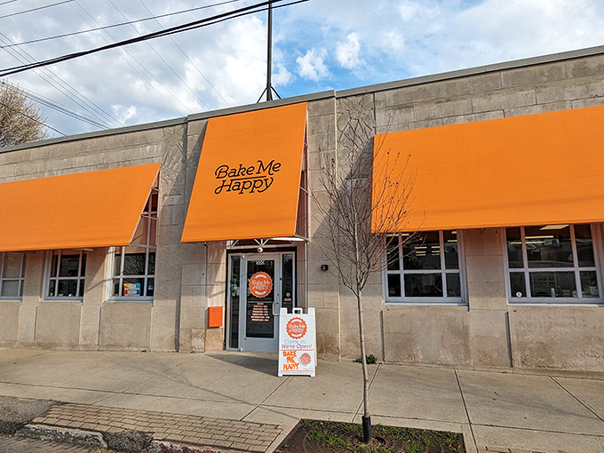 Orange you glad you found this bakery? With its cheery awnings, it's like a slice of sunshine served with a side of sweetness.