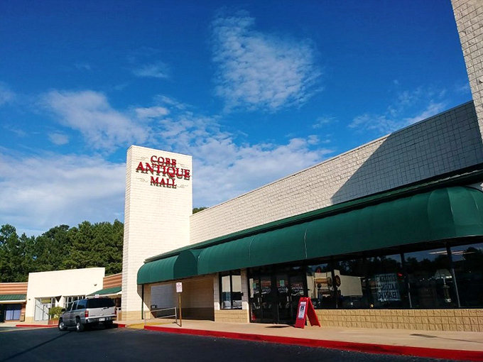 "That sign's not just for show &ndash; it's a beacon for bargain hunters and history buffs alike. Adventure awaits inside!"