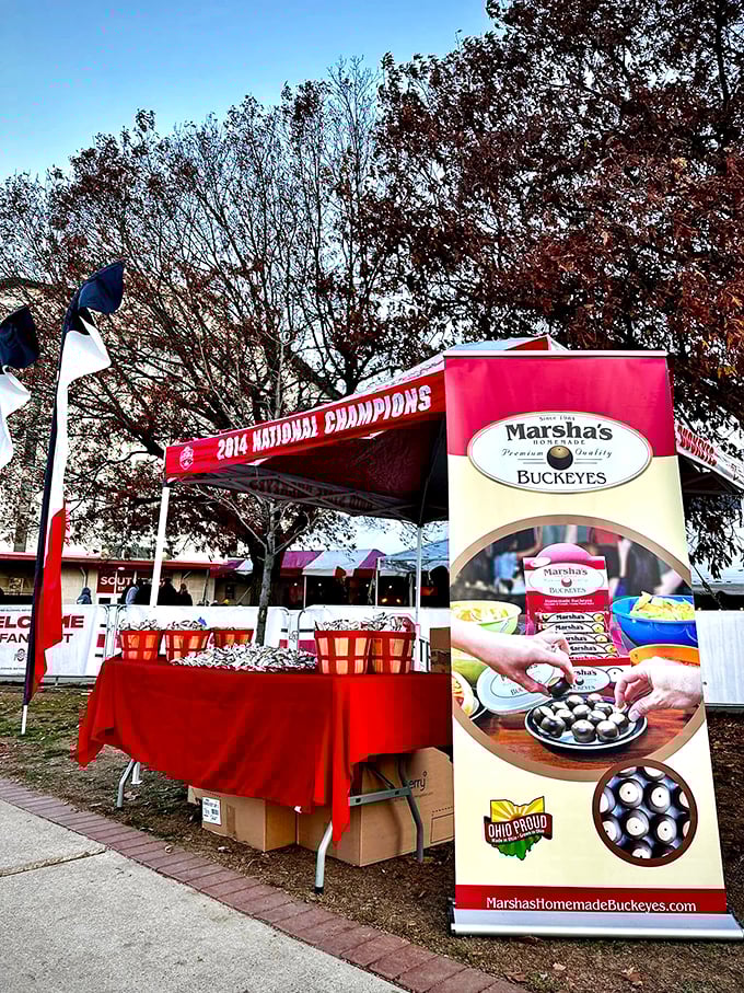 The unofficial candy of Ohio gets the VIP treatment! Marsha's setup is where Buckeye pride meets chocolate paradise.