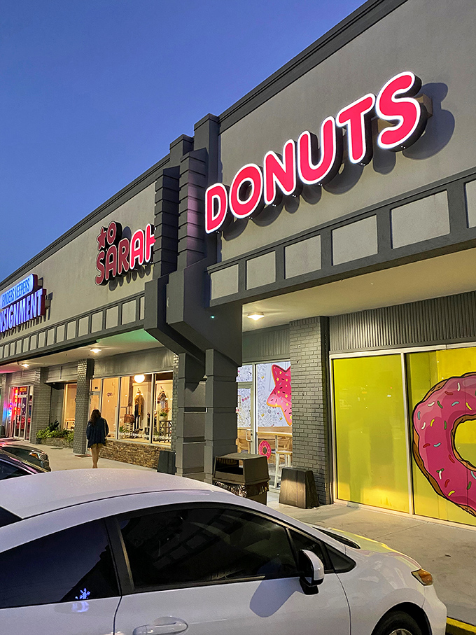 Lights, camera, donuts! Sarah's glowing sign is like a Hollywood star on the walk of fame &ndash; but tastier.