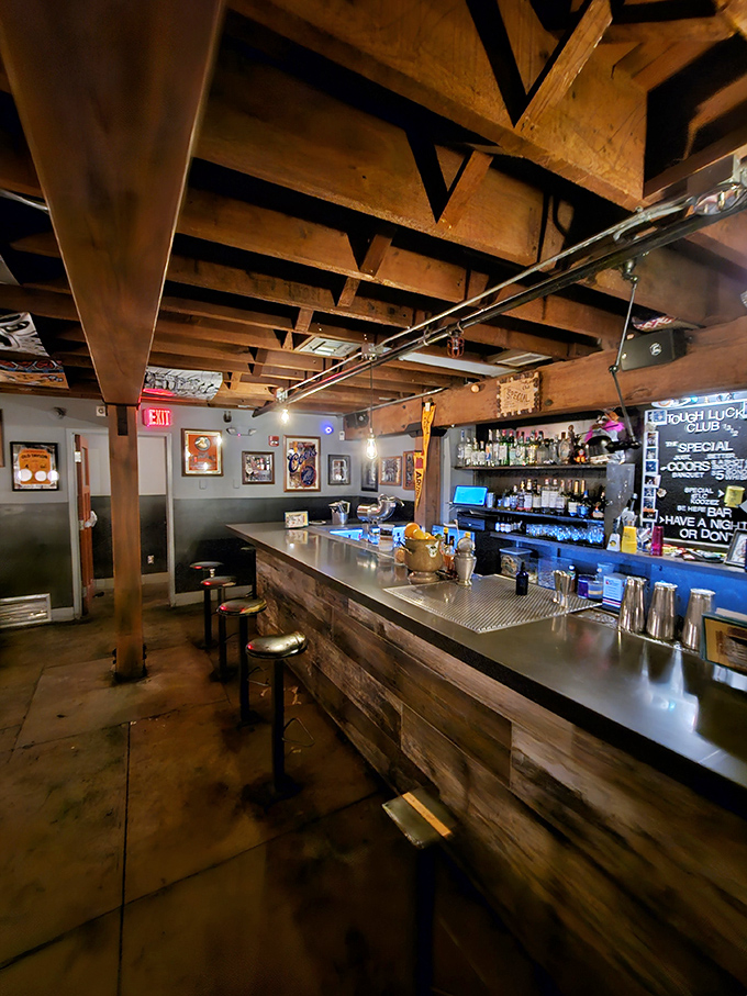 Cellar dweller or cocktail haven? This underground oasis proves that sometimes, tough luck tastes pretty darn good.