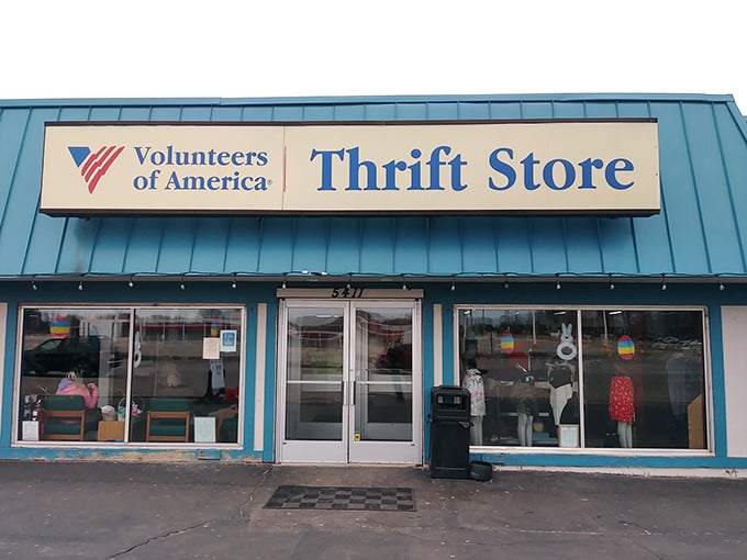 Blue exterior, red-hot deals inside! This VOA store is like a thrift version of the TARDIS &ndash; bigger on the inside!