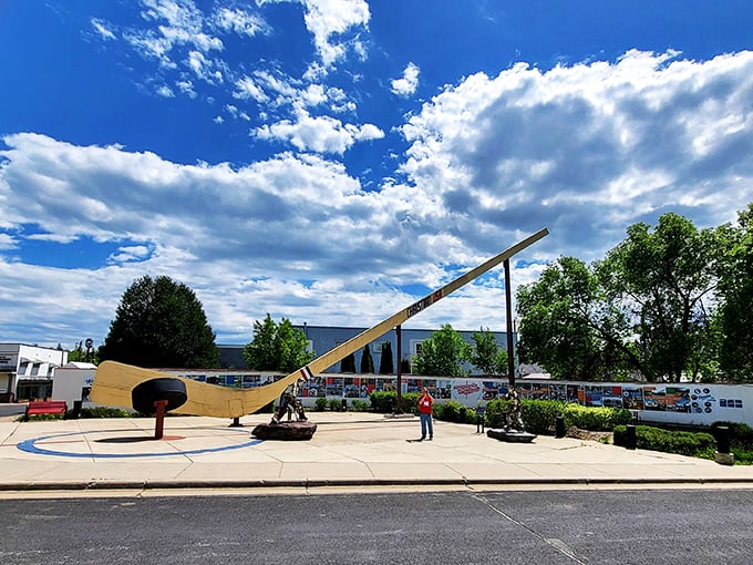 Eveleth's pride and joy: a hockey stick so big, it could probably knock the moon into next week. Talk about a power play!