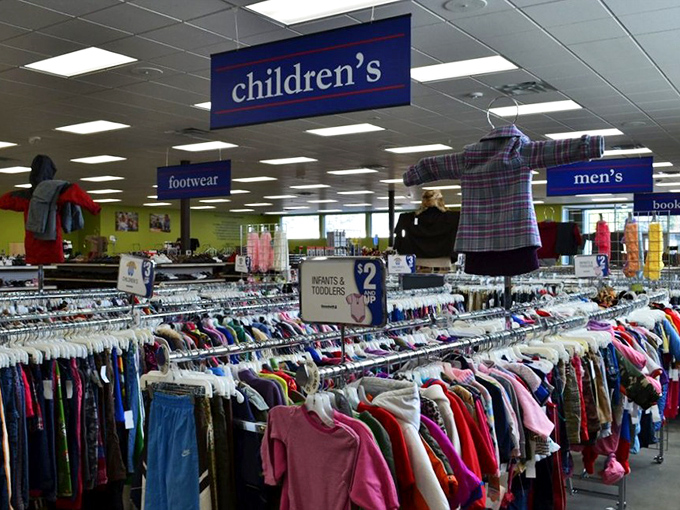A rainbow of possibilities! This children's section is like a kaleidoscope of cuteness. Time to play dress-up with the kiddos!