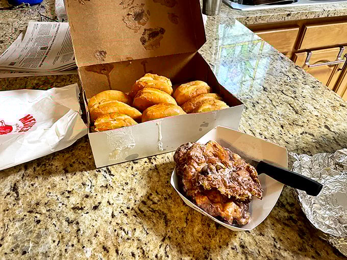 The dynamic duo of donuts! Glazed rings and apple fritters join forces to create a breakfast of champions (or midnight snackers).