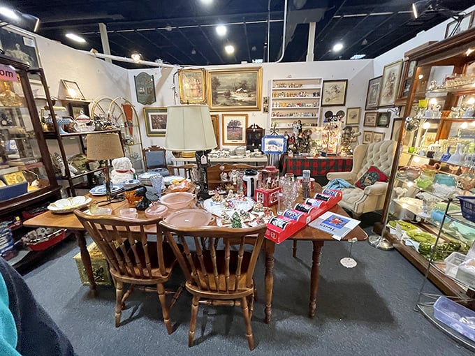 Kitchen gadgets galore! From percolators to potato mashers, this booth's got everything but the kitchen sink... wait, is that one over there?