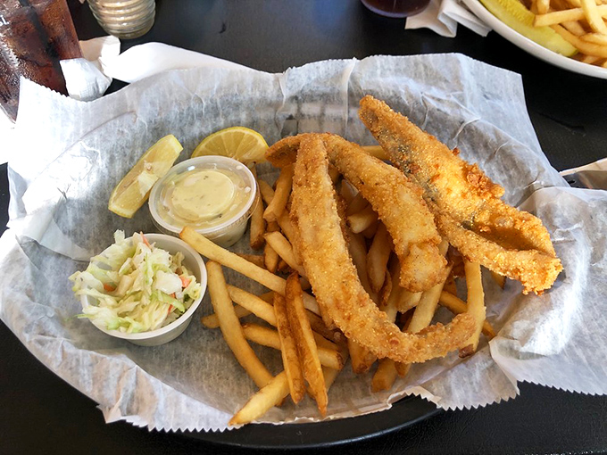 Golden, crispy, and oh-so-tempting. This lake perch is the catch of the day, every day. Sorry, other fish &ndash; you can't compete.