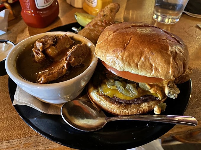Burger alert! This Mad Chile Burger is hotter than a New Mexico summer and more satisfying than finding the TV remote on the first try.