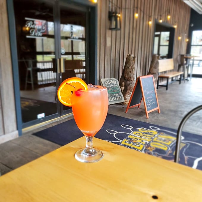 Is it a sunset in a glass or a Mai Tai? Either way, this tropical treat is ready for its Instagram close-up.