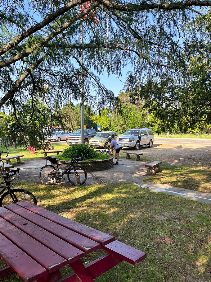 Picnic paradise or angler's rest stop? Either way, these benches are the perfect spot to cast away your worries.