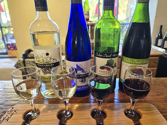 A rainbow you can taste! This flight of Cedar Creek's finest proves that pot of gold at the end? It's actually filled with wine.