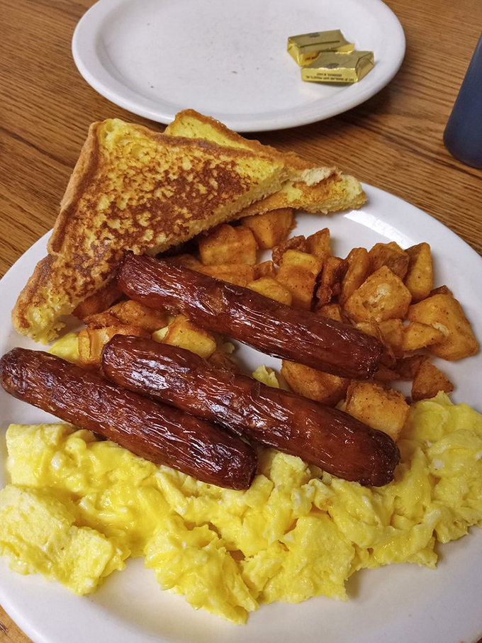 Breakfast of champions! This plate is a morning medley that'll fuel you up faster than a firefighter sliding down the pole.