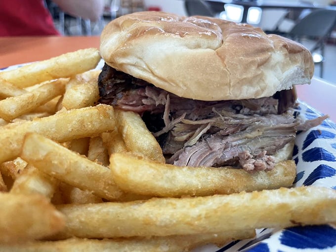 The BBQ sandwich that'll make you go "Oink!" Tender, saucy pulled pork piled high on a soft bun. It's messy, it's delicious, it's everything a proper BBQ should be.