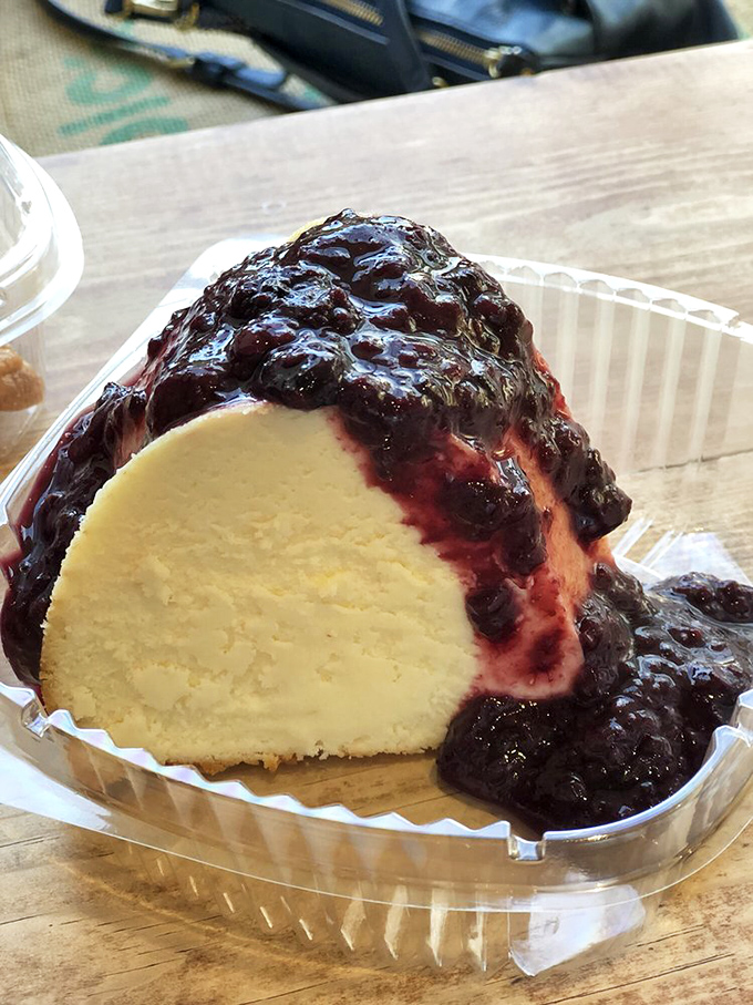 Holy cheesecake, Batman! This blueberry-topped slice is so good, it might just make you forget about Gotham's crime rate.