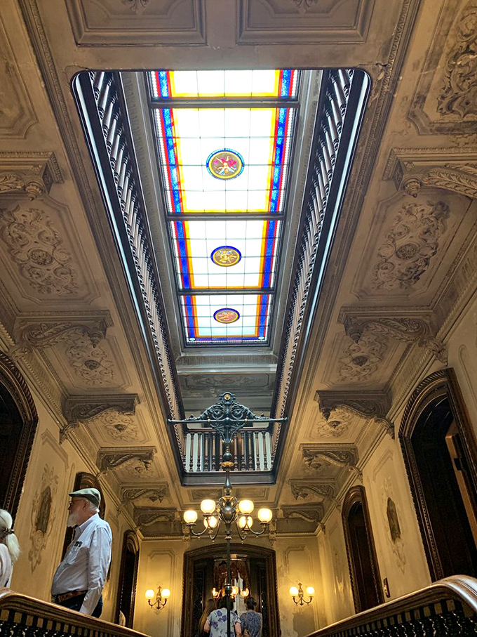 Look up! No, higher! This ceiling is more intricate than grandma's prize-winning needlepoint. And probably took just as long to create.