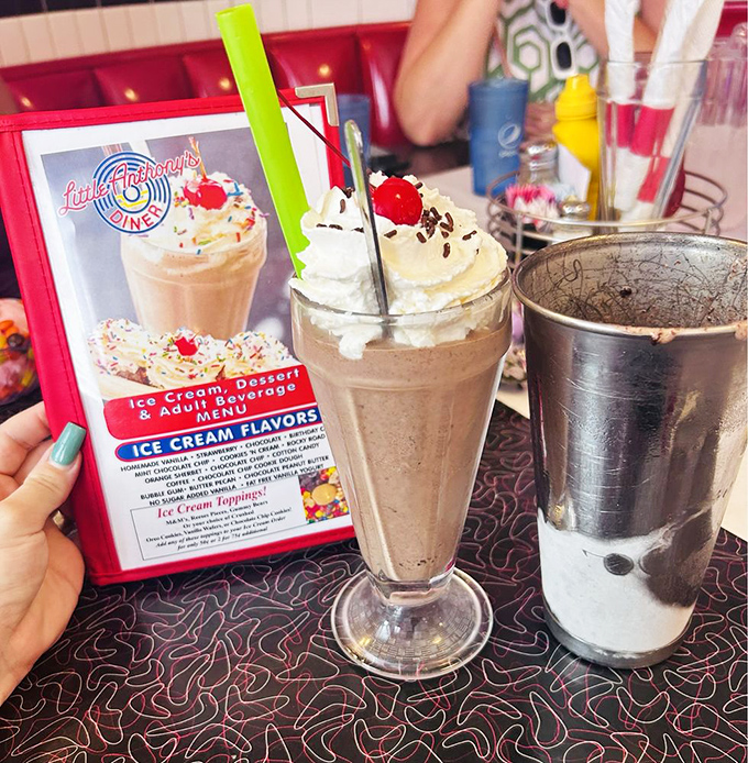 Shake, rattle, and roll! This chocolate cake shake looks so thick and creamy, you might need a spoon to get through your straw.
