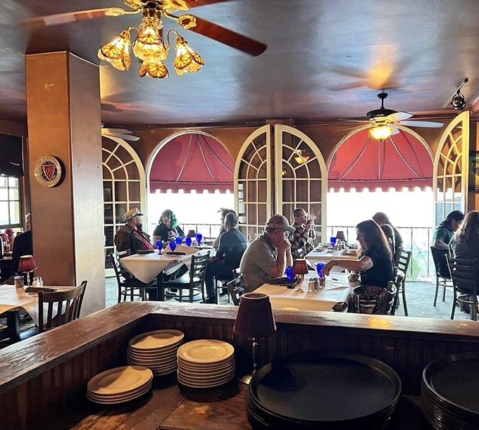 Dining with a view at The Asylum Restaurant. The food's so good, you might just lose your mind &ndash; in the best way possible.