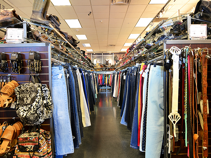 Denim dreams and boot-iful sights! This aisle is where cowgirls and city slickers alike find their perfect fit.