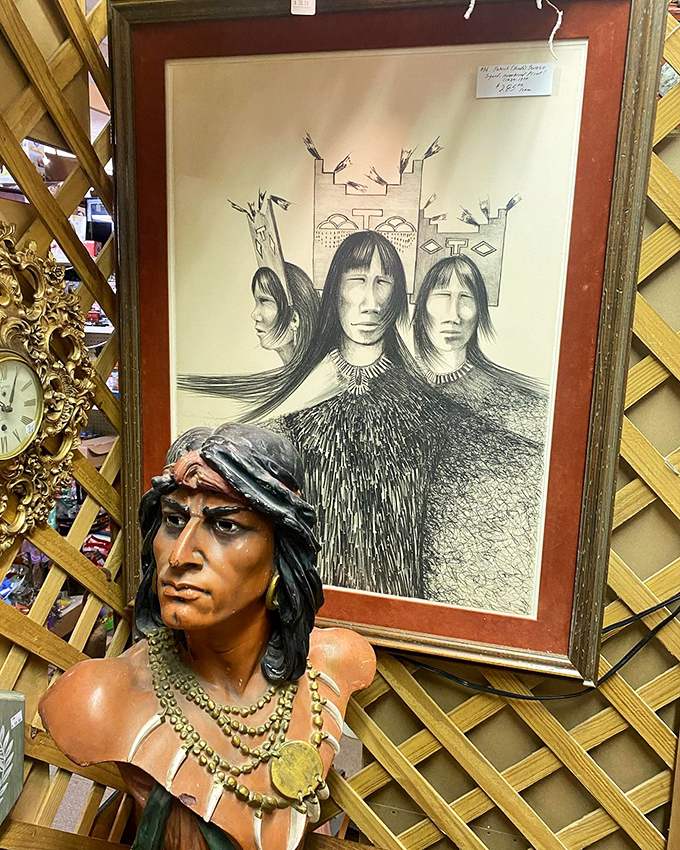 Art that speaks volumes without saying a word. These Native American pieces are a powerful reminder of rich cultures and complex histories. Beauty and poignancy, framed for posterity.