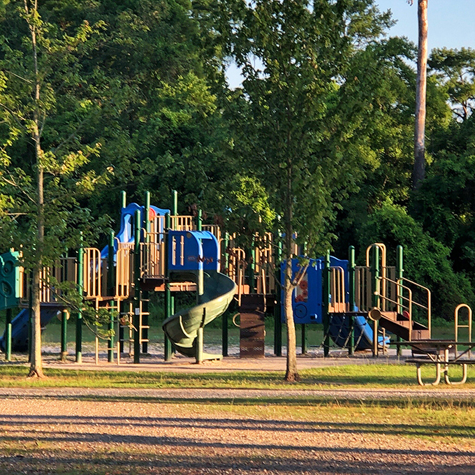 Who says playgrounds are just for kids? This colorful jungle gym is practically begging for an adult recess revolution.