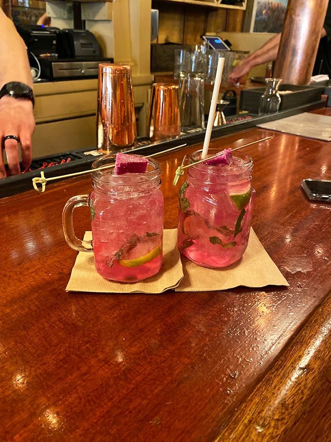 Pink drink alert! This Prickly Pear Mojito is more refreshing than a dip in the ol' swimmin' hole on a scorching desert day.
