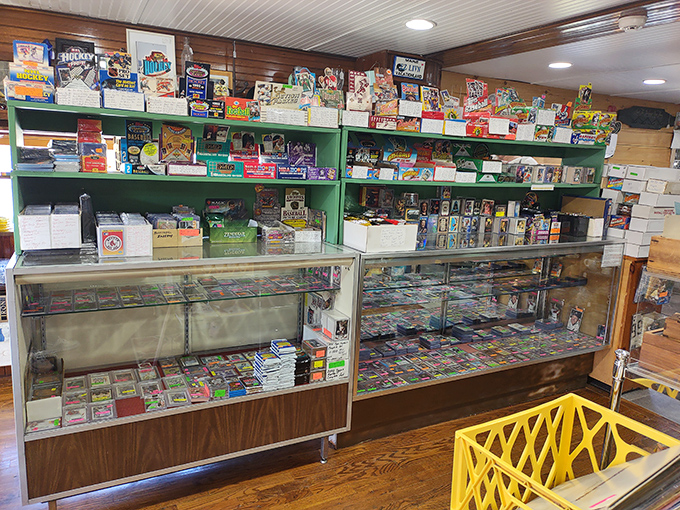 Game night, anyone? From vintage board games to collectible cards, this shelf is a sports fan's dream and a neat freak's nightmare.
