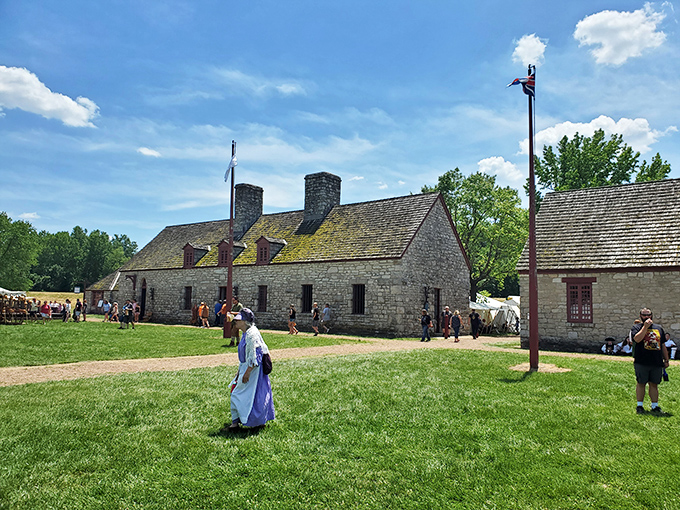 "Look at these happy time travelers! They're so into it, I half expect to see Benjamin Franklin strolling by with a kite and a key."