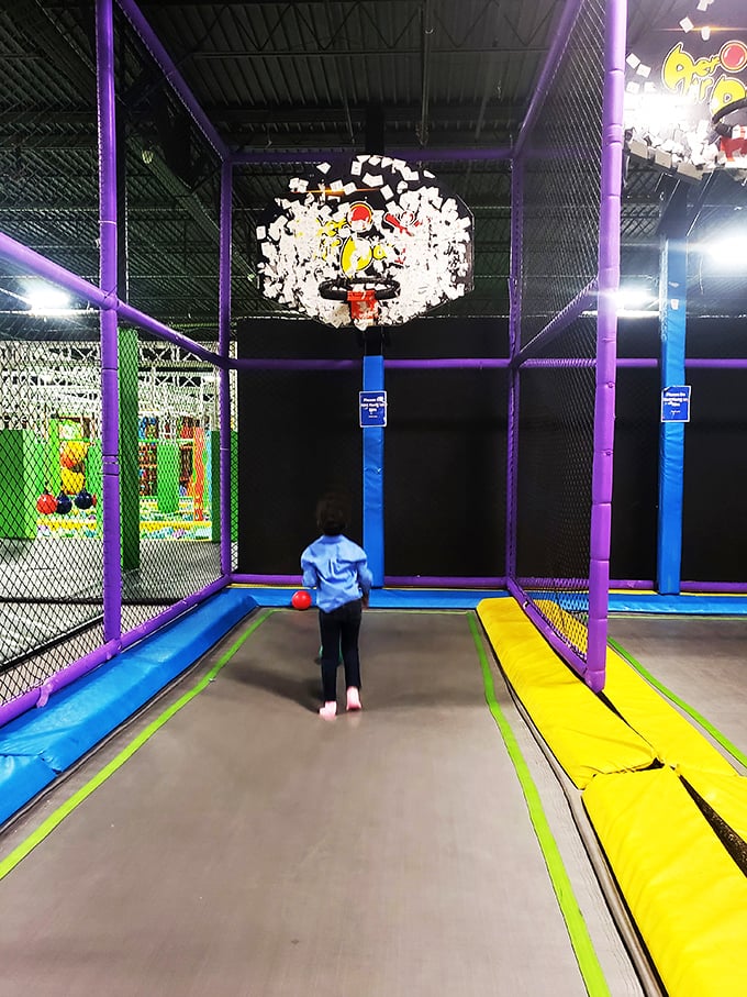 Swish! Channel your inner Larry Bird on this trampoline court. Just don't expect any trash talk from the hoop.