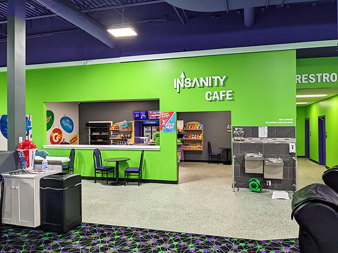 Fuel up at the Insanity Cafe. Because defying gravity works up quite the appetite!