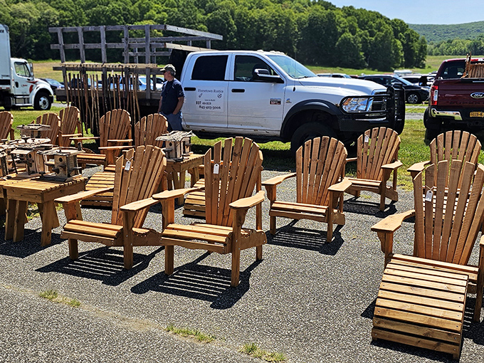 Adirondack chair heaven! Perfect for sipping lemonade, watching sunsets, or pretending you're at a rustic resort (backyard views may vary).