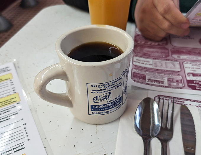 The elixir of life, diner-style. This cup of joe promises to jumpstart your day faster than a New England winter.