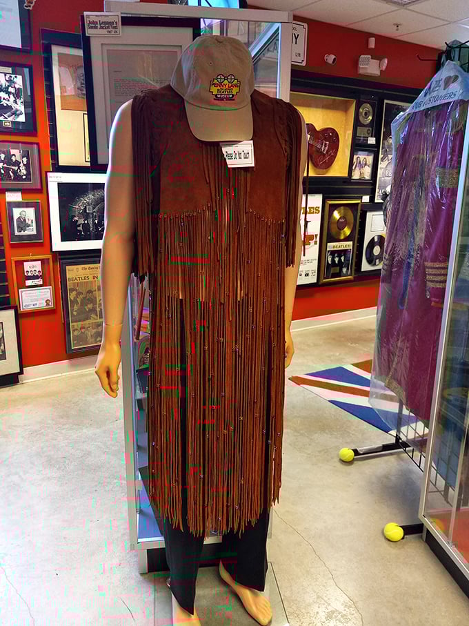 Who knew the Sgt. Pepper look could work in Florida? This outfit's got more fringe than a 1960s lampshade at a groovy party.