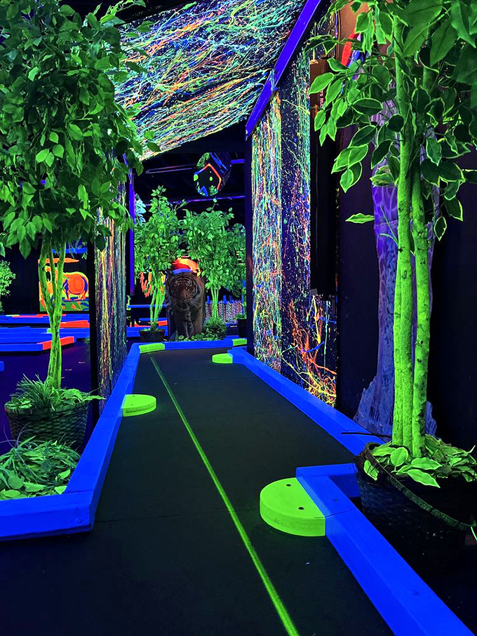 The decor here is wilder than your aunt's tie-dye collection. It's a kaleidoscope of colors that would make Joseph's technicolor dreamcoat jealous!