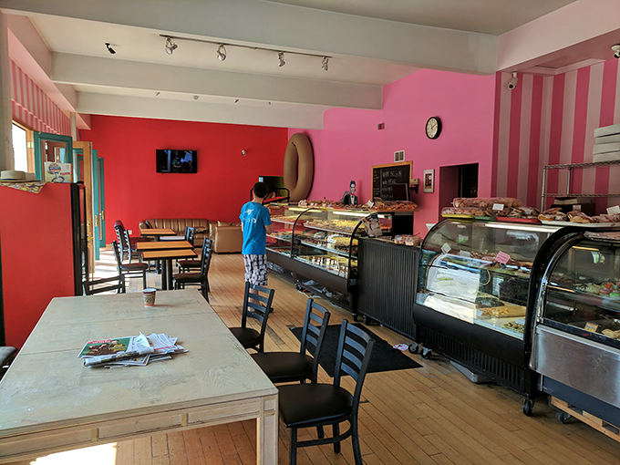 Where sweet dreams are made! The dining area is a cozy nook perfect for plotting your next sugar-fueled adventure or simply watching the world go by, one bite at a time.