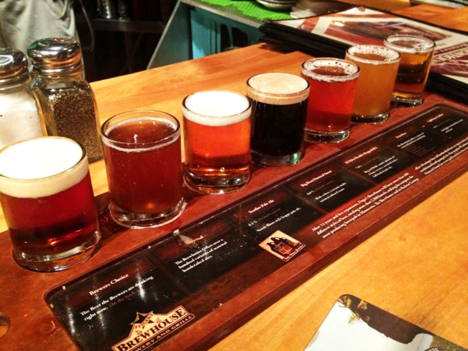 A rainbow you can drink! This flight of beers is like a treasure chest of liquid gold.