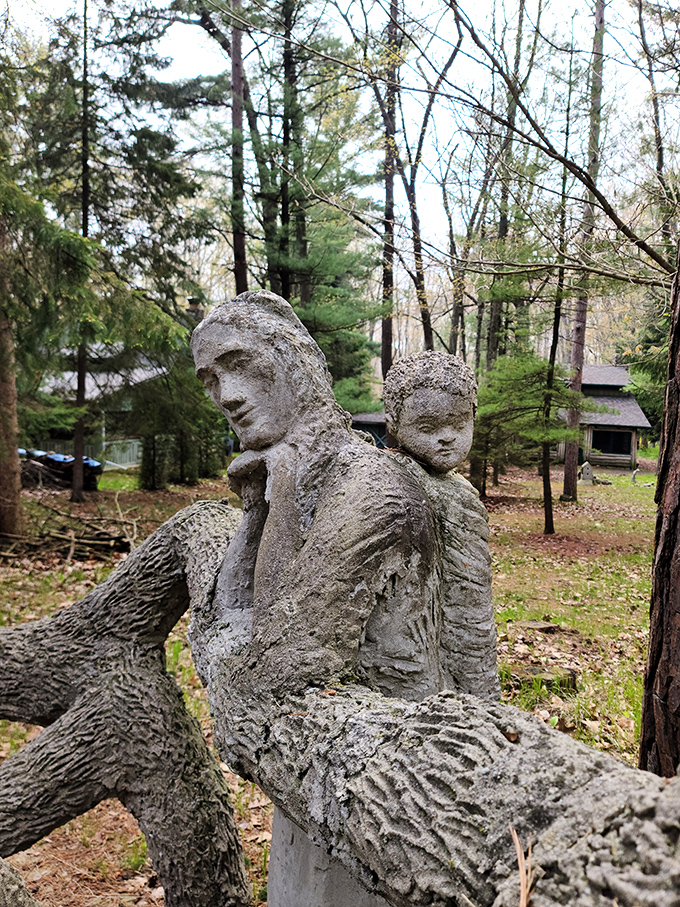 Stone Age sitcom in the making. This concrete family seems caught between "Little House on the Prairie" and "The Flintstones."