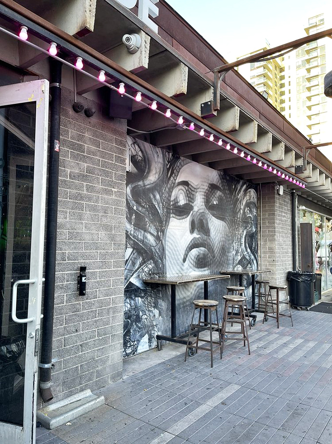 Even the outdoor seating area's got game! These tables are perfect for plotting your next move or rehashing your epic battle with Donkey Kong.