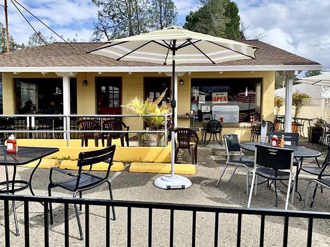 Al fresco dining with a side of charm. This outdoor seating area is where breakfast meets vacation vibes.