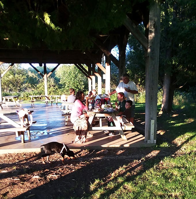 Picnic goals: achieved! This covered hangout spot is like an al fresco living room, where the TV is replaced by panoramic views of Vermont's finest.