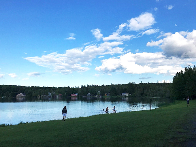 Twilight at the lake: Where the day's end is just the beginning of nature's light show.