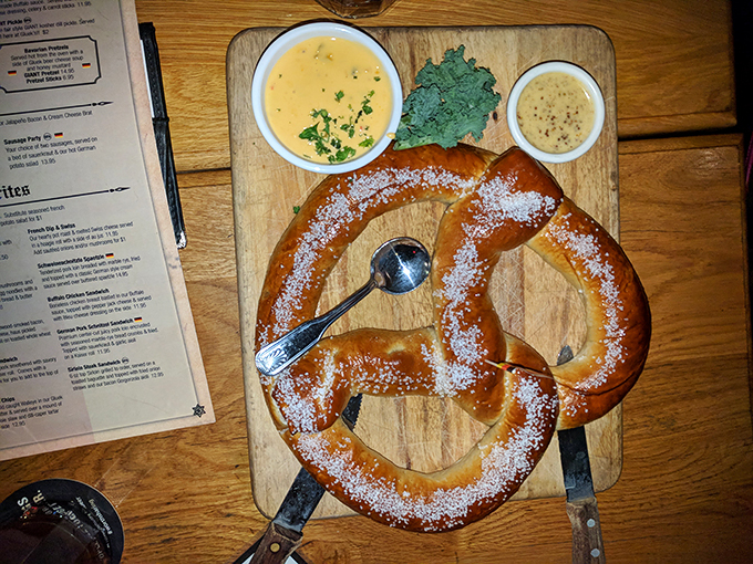 Behold, the pretzel to end all pretzels! Soft, salty, and big enough to hug. Pair with beer cheese for a match made in Bavarian heaven.