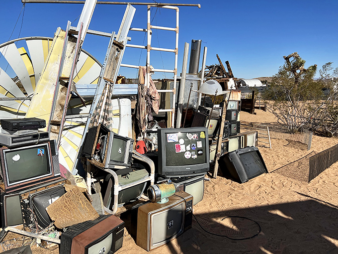 Channel surfing takes on a whole new meaning when TVs become building blocks for desert-defying towers of imagination.