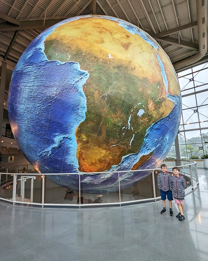 "Is this what astronauts feel like?" Visitors gaze up at Eartha, experiencing a taste of the overview effect without leaving Maine.