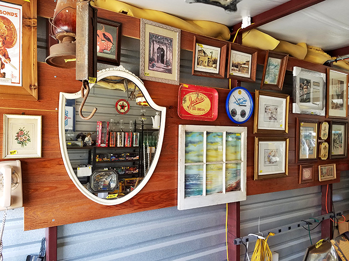 Wall of wonders: This eclectic display is like a game of I Spy for grown-ups. Can you spot the hidden treasures among the frames and knick-knacks?
