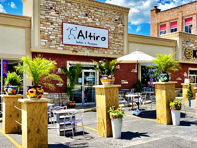 Altiro: Where Latin flair meets Midwestern air. This patio's more inviting than a salsa dance floor on ladies' night.