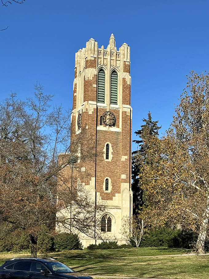 Beaumont Tower: MSU's beacon of knowledge. Thankfully, it chimes less often than your morning alarm.