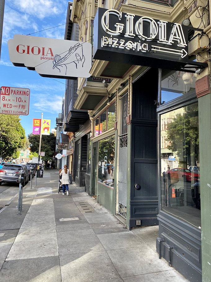 Gioia Pizzeria: Bringing a slice of pizza heaven to San Francisco. The simple exterior belies the flavor explosion waiting inside.