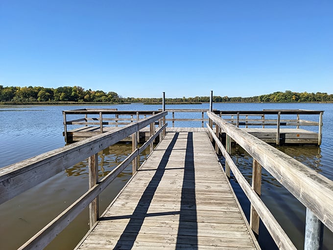 Lake Maria's tranquil waters: The introvert of Minnesota lakes. Perfect for those who prefer their nature with a side of peace and quiet.